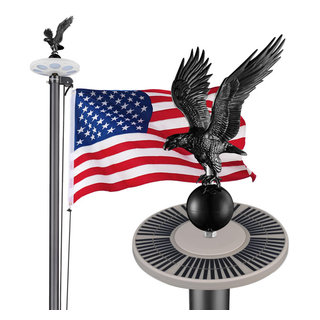 Yescom Bravery 20' Sectional Flag Pole w/Solar Light US Flag Black ...