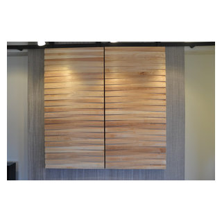 Custom built sliding TV panels - Modern - Indianapolis | Houzz