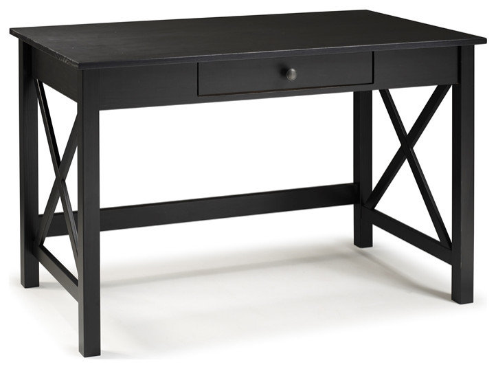 Riverbay Furniture Baldwin Modern Wood X-Design 1-Drawer Laptop Desk in ...