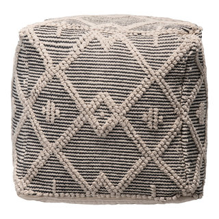 nuLOOM Modern Trellis Textured Pouf, 18" Hx18" Wx18" D - Scandinavian - Floor Pillows And Poufs ...