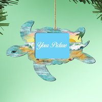Sea Turtle Picture Frame Ornament Set of 2 - Beach Style - Christmas ...