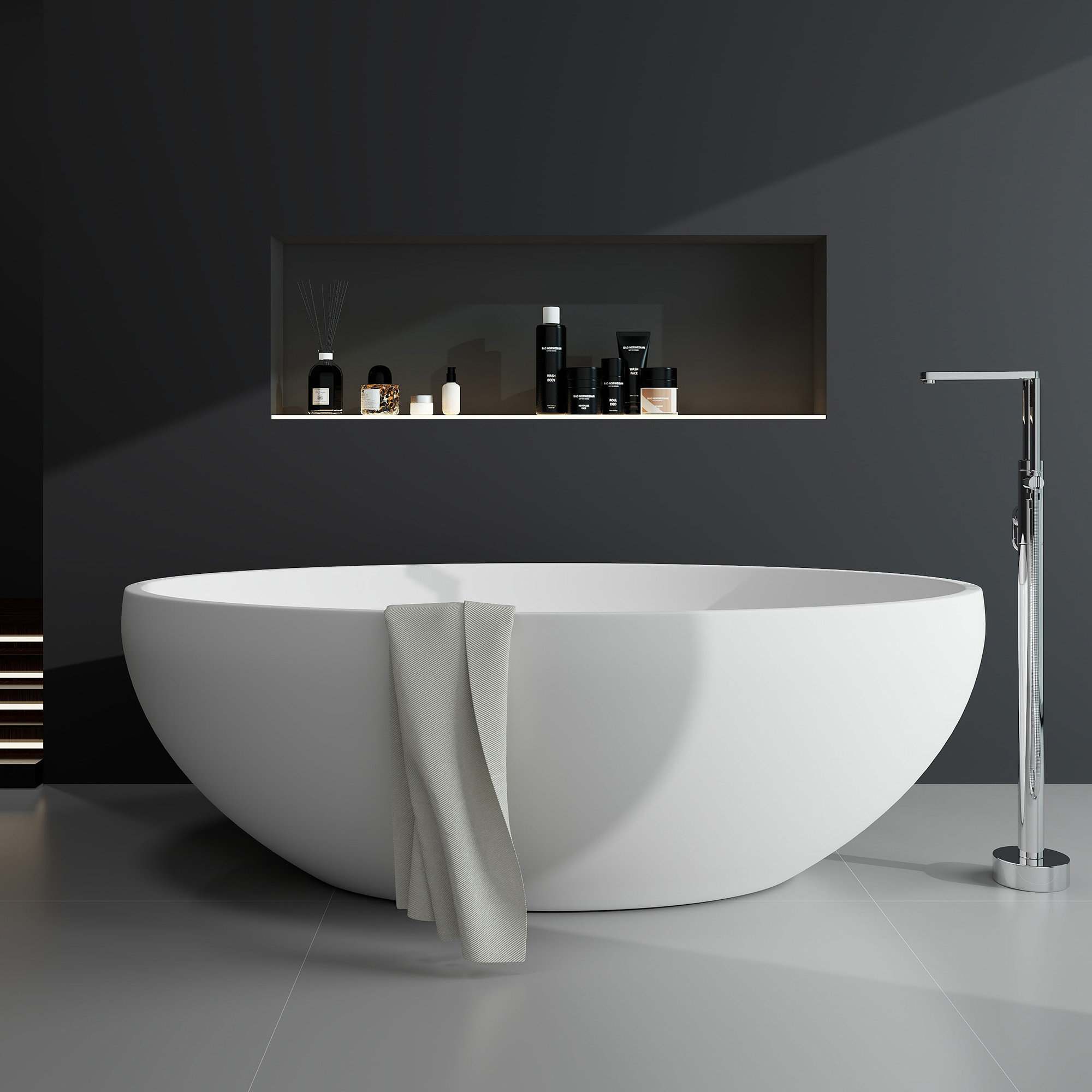 67" Extra Wide Solid Surface Matte Freestanding Bathtub, White ...