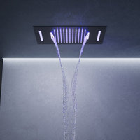 Thermostatic LED Shower System Rainfall Waterfall Shower Head w/ Hand Shower, 23 in.x 15 in ...