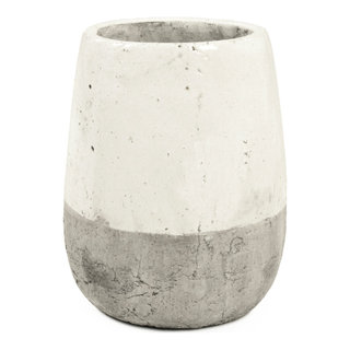Distressed White Stone Vase - Farmhouse - Vases - by Zentique, Inc. | Houzz