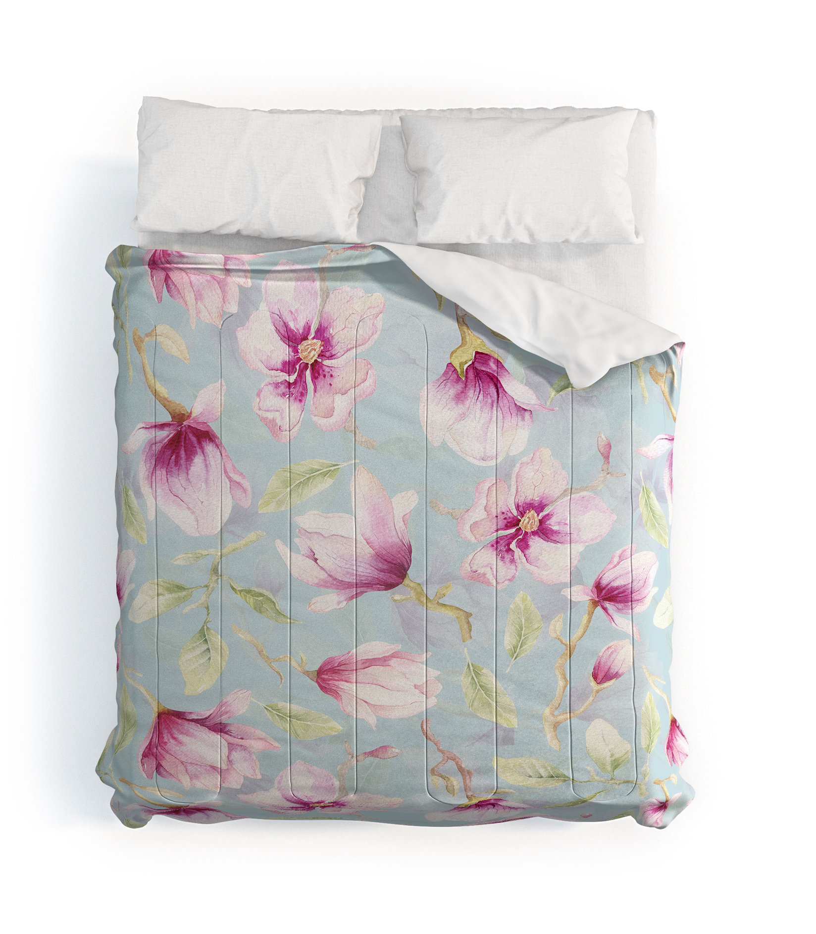 Deny Designs Utart Hygge Hand Painted Watercolor Magnolia Blossoms Bed ...