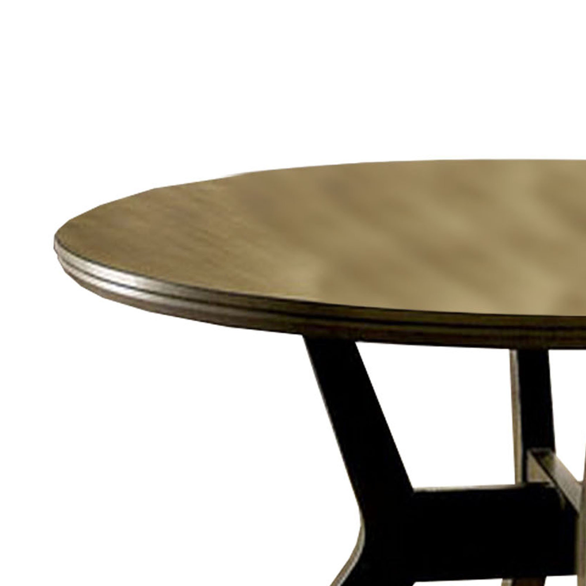 Benzara BM237128 Round Top Wooden Table With Flared Angled Legs, Brown ...