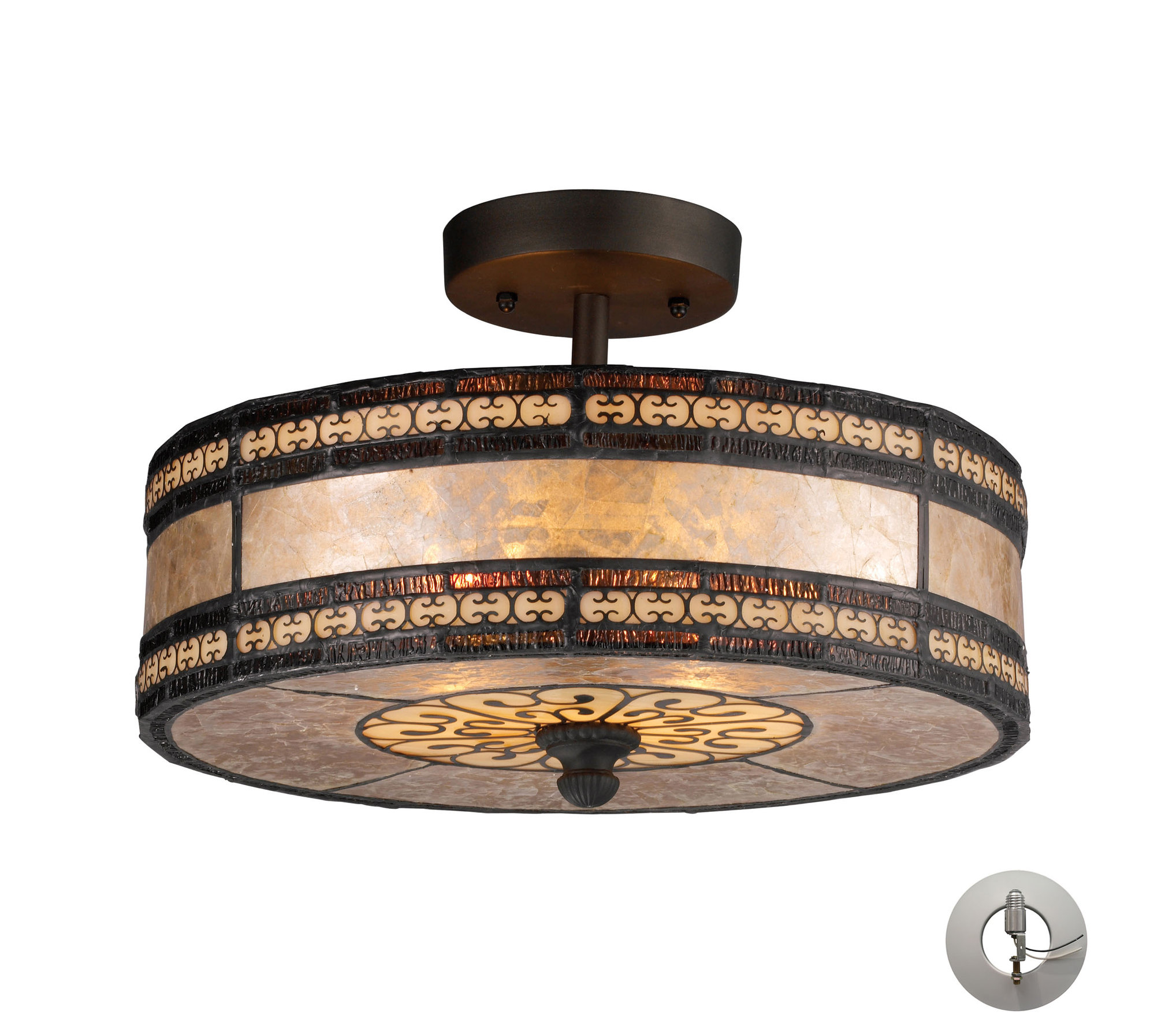 ELK Lighting Mica Filigree 2-Light Semi Flush Mount - 70065-2-LA ...