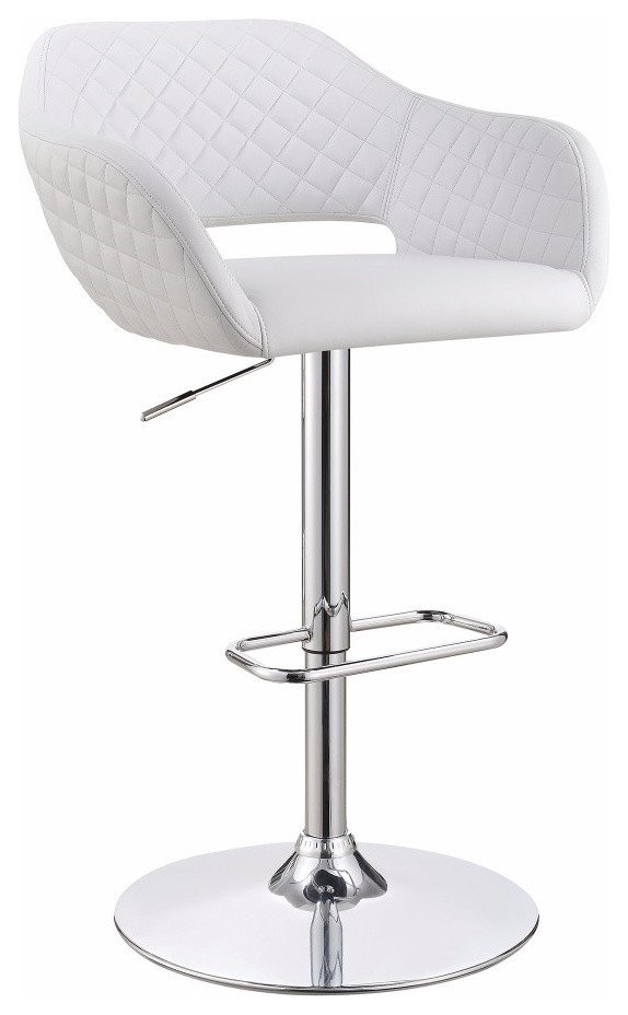 Modern Upholstered Adjustable Swivel Metal Bar Stool, White ...