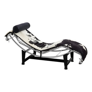 Fine Mod Imports Adjustable Chaise Lounge in Pony, Black and White ...