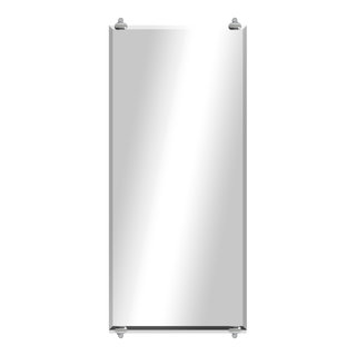 Modern Rustic Frameless Beveled Mirror Chrome Oval Clips, 58x20 ...