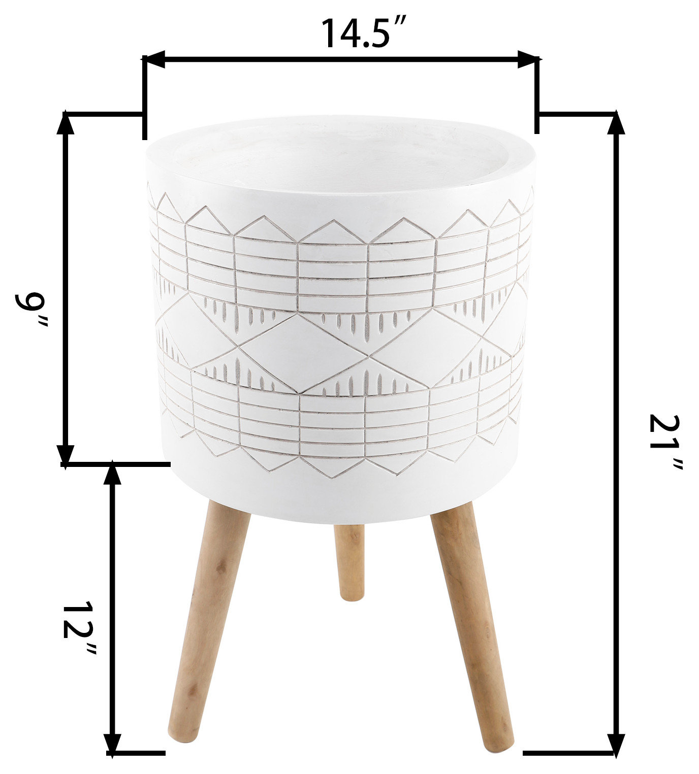 14" Peru Fiberglass Planter On Stand - Midcentury - Indoor Pots And ...