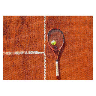 Tennis Ball And Racket Area Rug, 5'0"x7'0" - Contemporary - Novelty ...