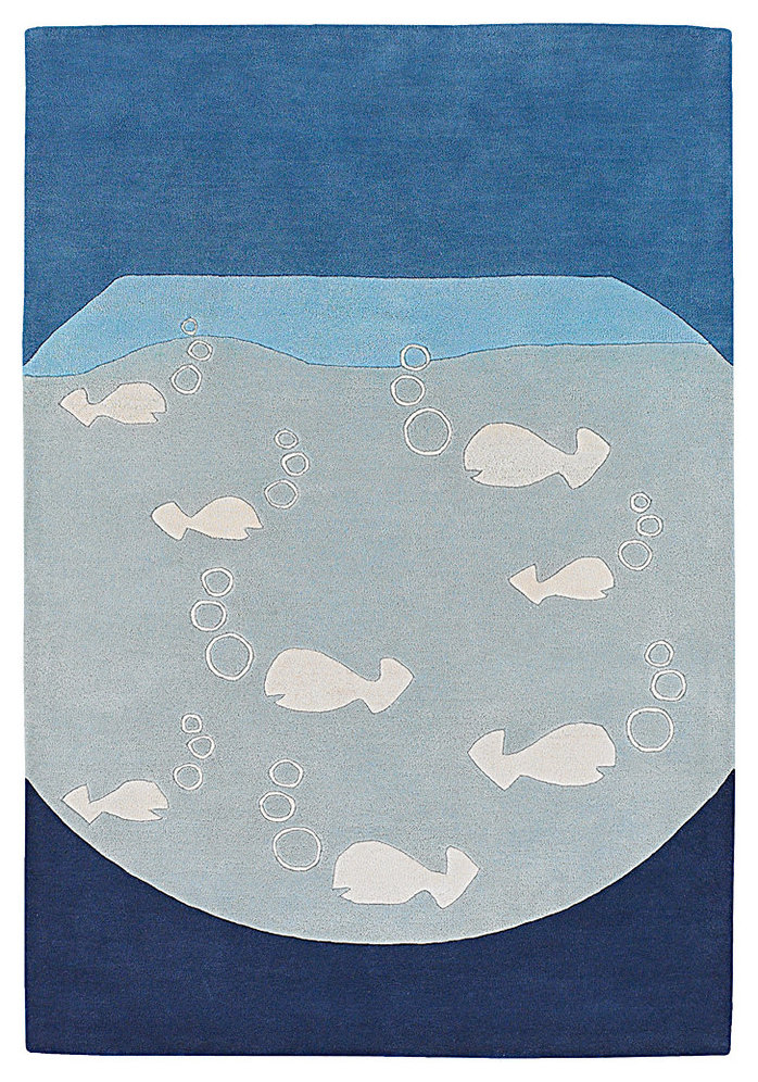 Fish Bowl Contemporary Area Rug, 3'6x5'6 Rectangle - Beach Style - Kids ...