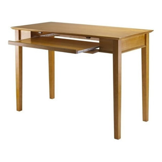 Scranton & Co Transitional Solid Wood Writing Desk in Honey Pine ...