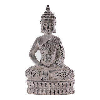 Cement Meditating Buddha Pointed Shisha Sculpture - Asian - Garden ...
