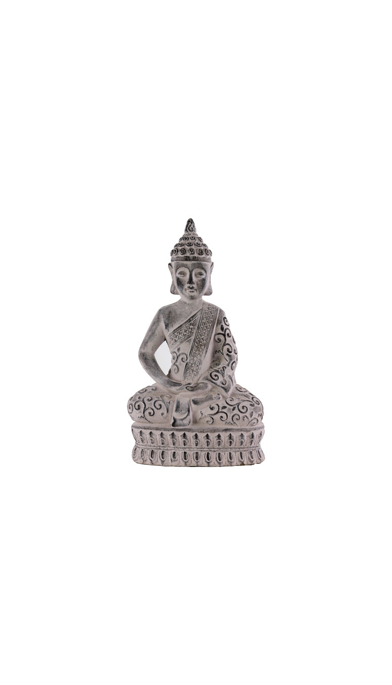 Cement Meditating Buddha Pointed Shisha Sculpture - Asian - Garden ...
