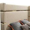 Trace Beige Bonded Leather and Gold Bed, Queen - Contemporary ...