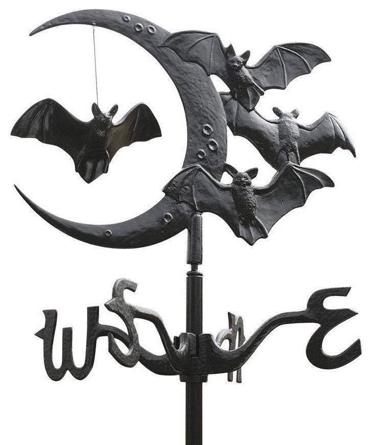 Crescent Moon & Bats Rooftop Weathervane - Contemporary - Weather Vanes ...