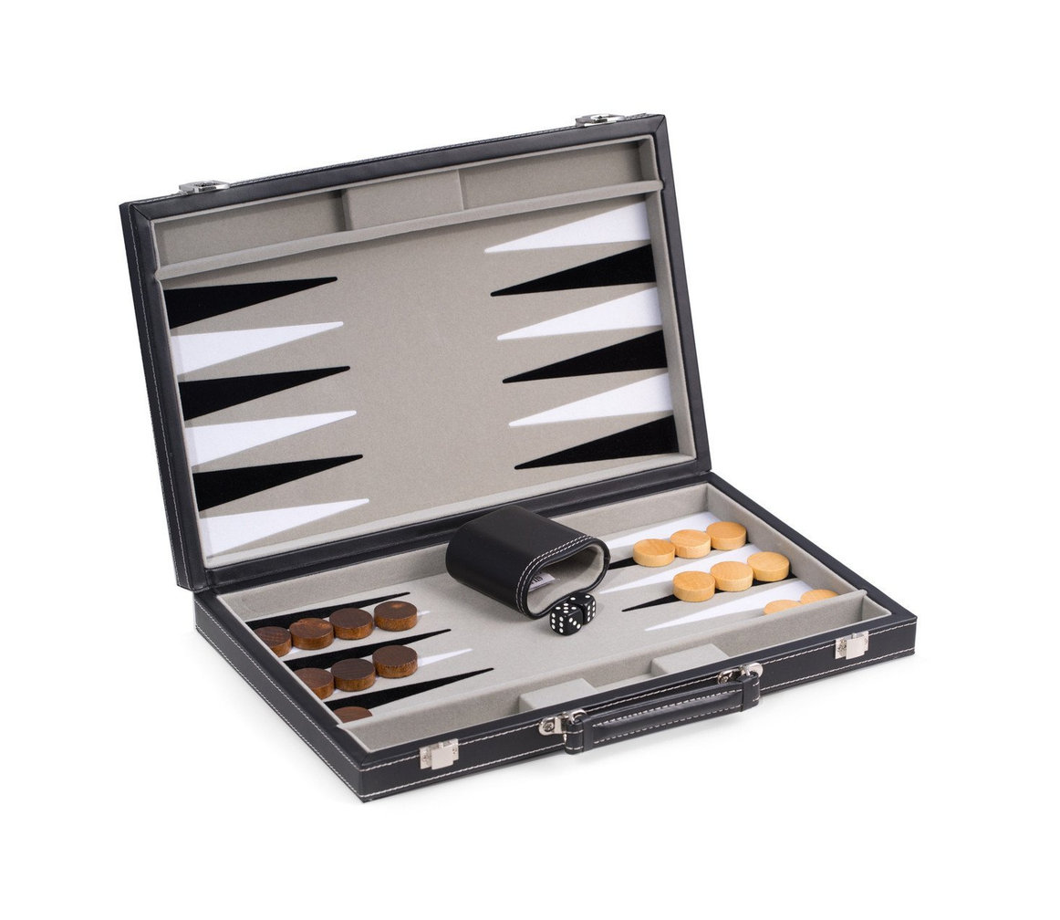 Black Leatherette 15" Backgammon Set - Contemporary - Board Games And ...