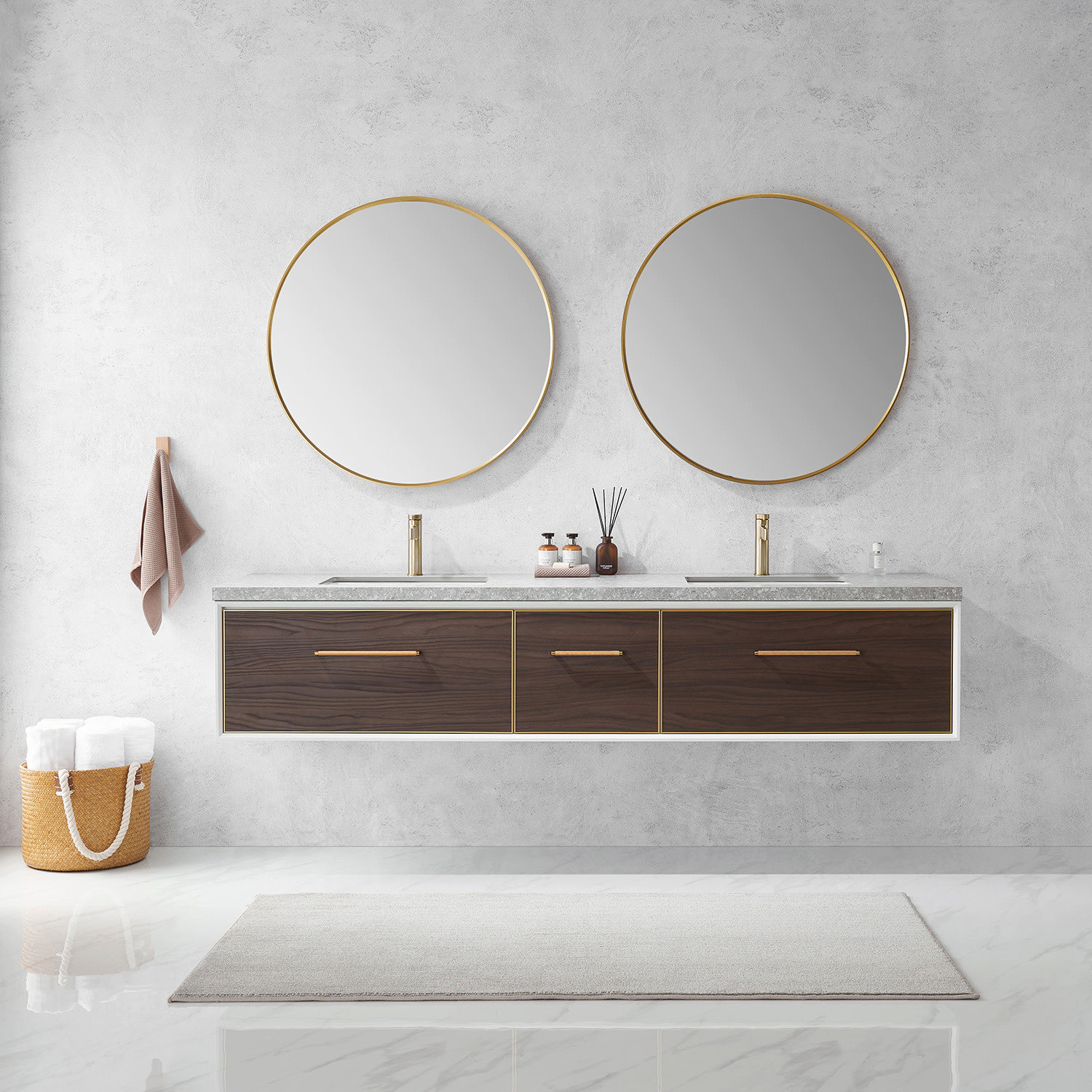 Miseno MV-705384 Caparroso 84" Wall Mounted Double Basin Vanity ...
