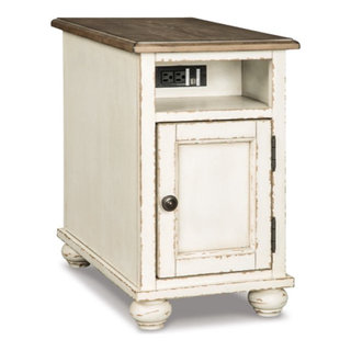 French Country Side Table, Antiqued Two Tone Design With Charging ...
