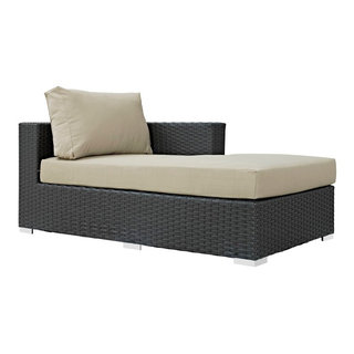Modern Contemporary Outdoor Patio Right Arm Chaise Lounge Chair, Beige ...