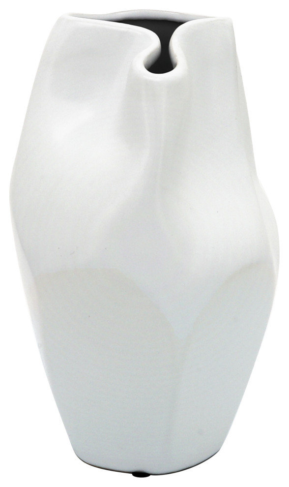 Ceramic 10" Abstract Vase, White - Transitional - Vases - by Sagebrook ...