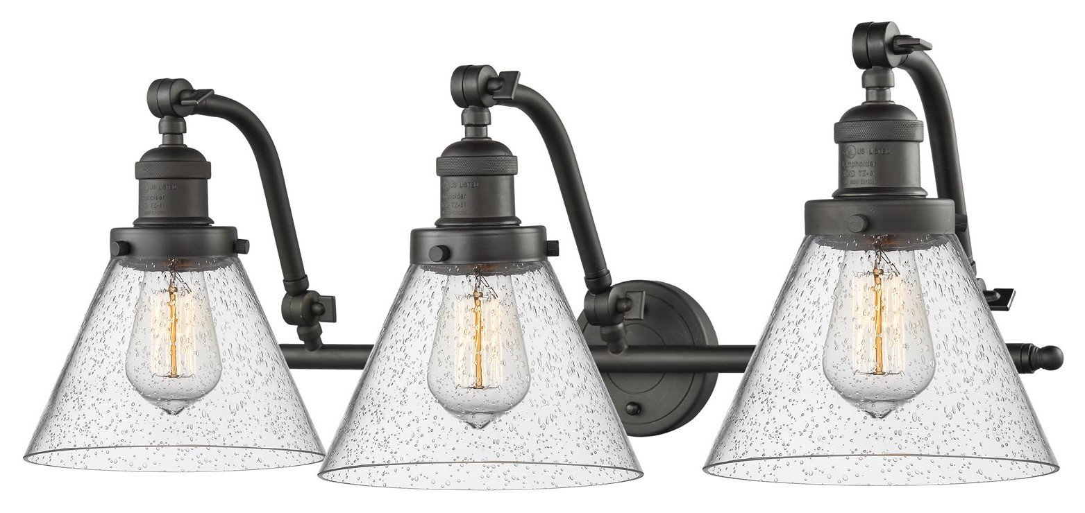 Innovations Large Cone 3-Light Bathroom Fixture, Oiled Rubbed Bronze ...