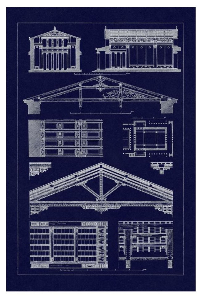 "Internal Decoration of Roof (Blueprint)" Paper Print by J. Buhlmann ...