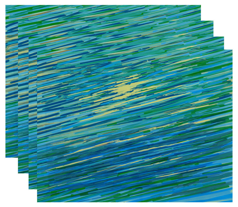 Polyester Decorative Placement, Abstract Coastal, Set of 4 ...