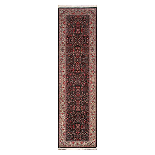Pasargad Home Shirvan 2.6' x 9' Hand-Knotted Lamb's Wool Black/Ivory ...