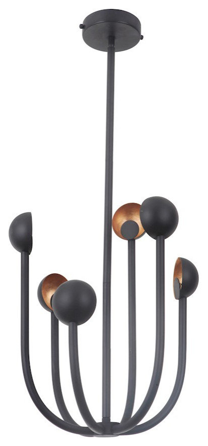 Craftmade Foundry 6 Arm LED Chandelier, Matte Black/Gold Leaf ...