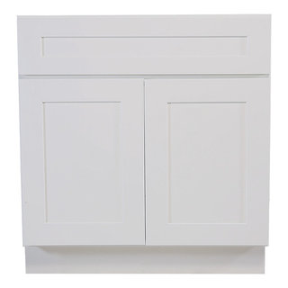 Brookings Fully Assembled Shaker Sink Base Kitchen Cabinet 42", White ...