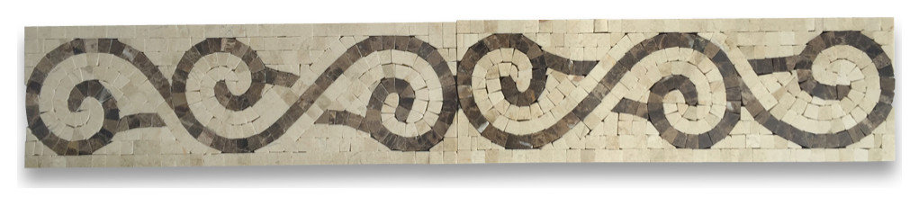 Marble Mosaic Border Bathroom Listello Tile Vine Crema 4x12 Polished, 1 ...