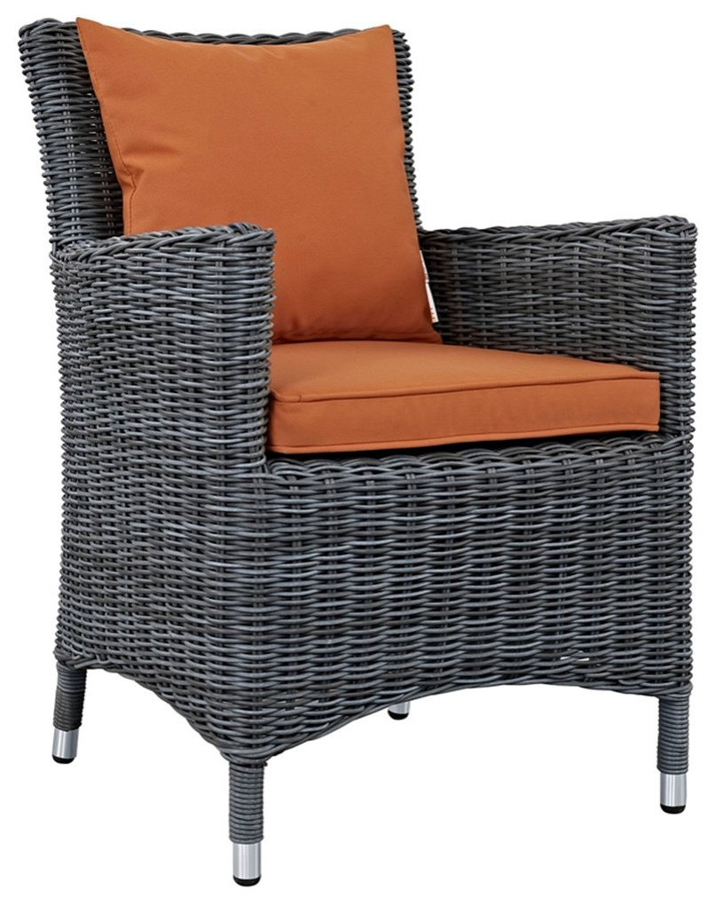 Modway Summon 4-Piece Rattan Fabric Patio Dining Chairs in Canvas Gray ...