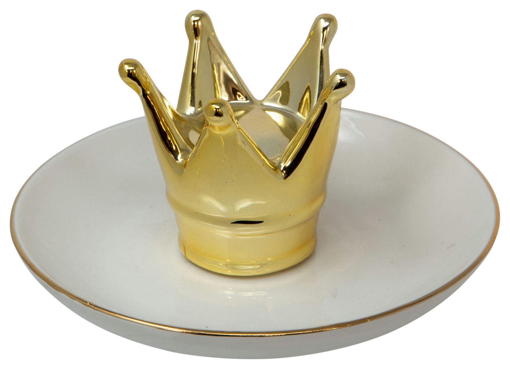 Ceramic 6" Crown Trinket Tray, White/gold - Contemporary - Jewelry ...