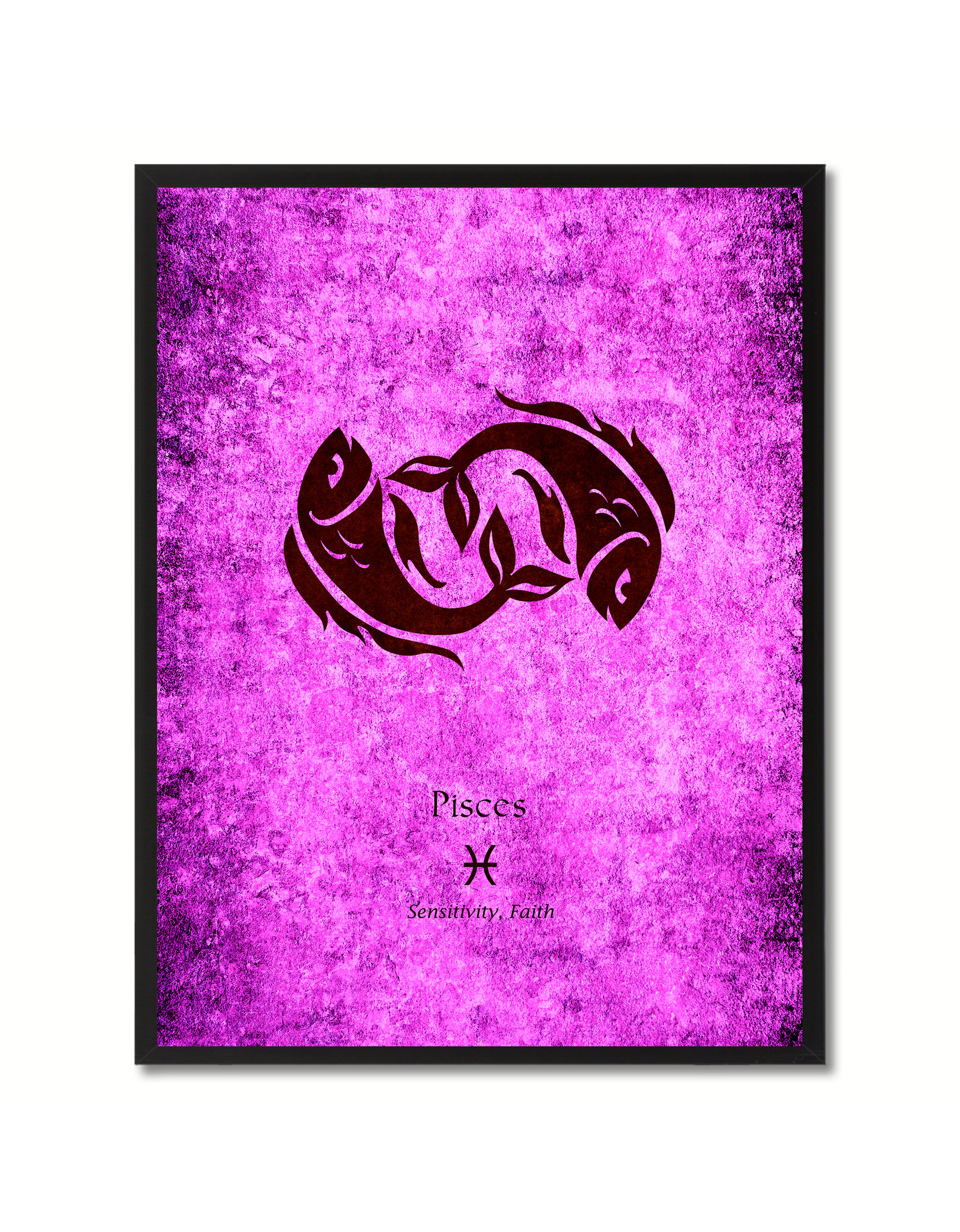 Pisces Horoscope Astrology Purple Print on Canvas with Picture Frame ...