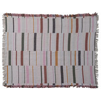 Woven Cotton Blend Jacquard Reversible Throw With Pattern and Fringe ...