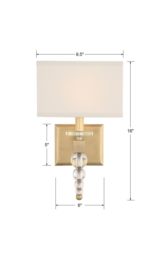 Clover 1 Light Aged Brass Wall Mount, 9.5'' W x 16'' H x 6.75'' D ...