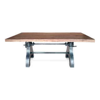 KNOX Adjustable Height Dining Table - Cast Iron Base - Rustic Mahogany ...