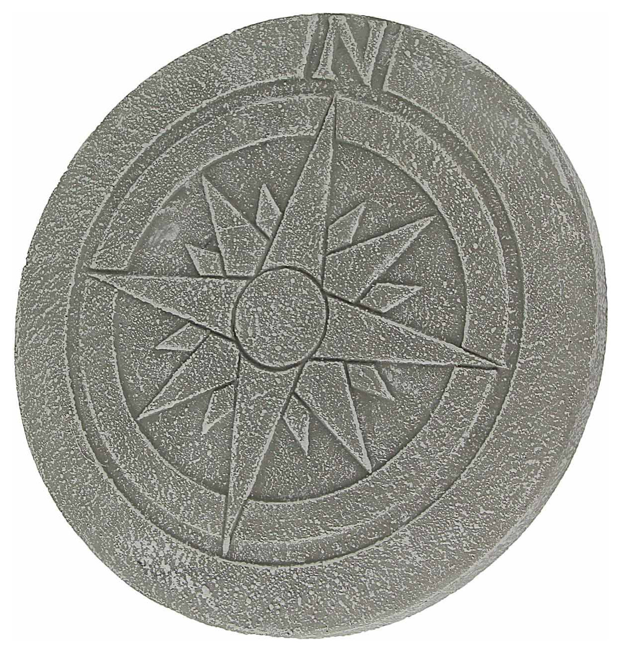 Compass Rose Design Natural Gray Finish Round Cement Stepping Stone ...