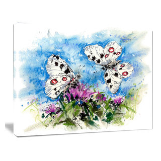 Apollo Butterflies Illustration on Blue, Floral Art Canvas Print, 40 ...