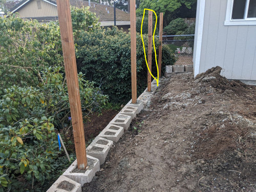 Fix a titled fence post embedded into retaining wall