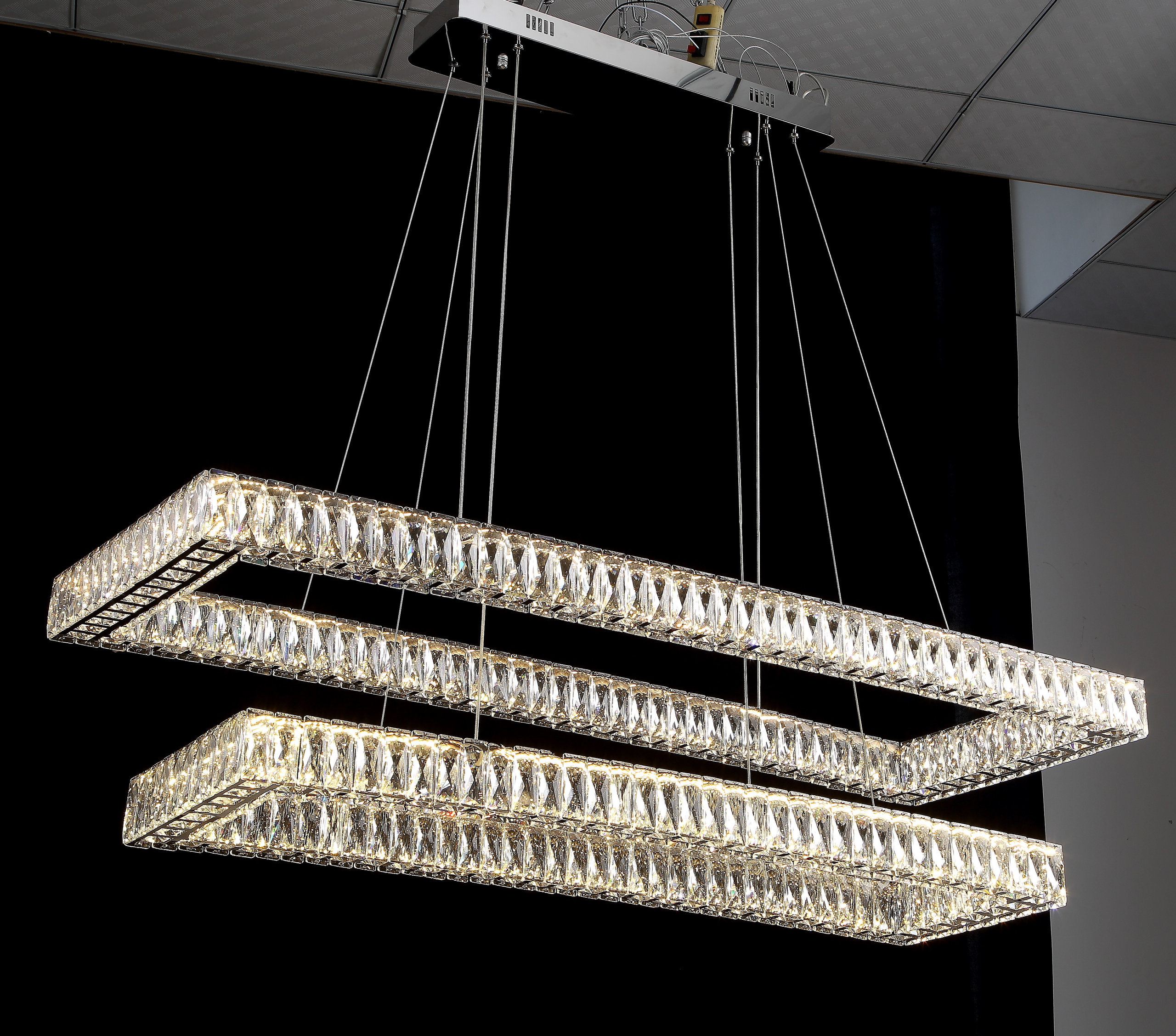 Beautiful Things Lighting Double Rectangle LED Crystal Chandelier ...