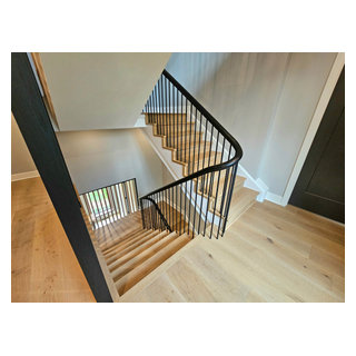 115_Stunning Continuous Rail System on 3 Story Floating Stairs ...