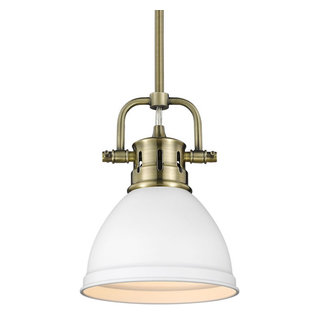 Golden Lighting Duncan 1-Light Rod Mini Pendant, Brass/White, 3604 ...
