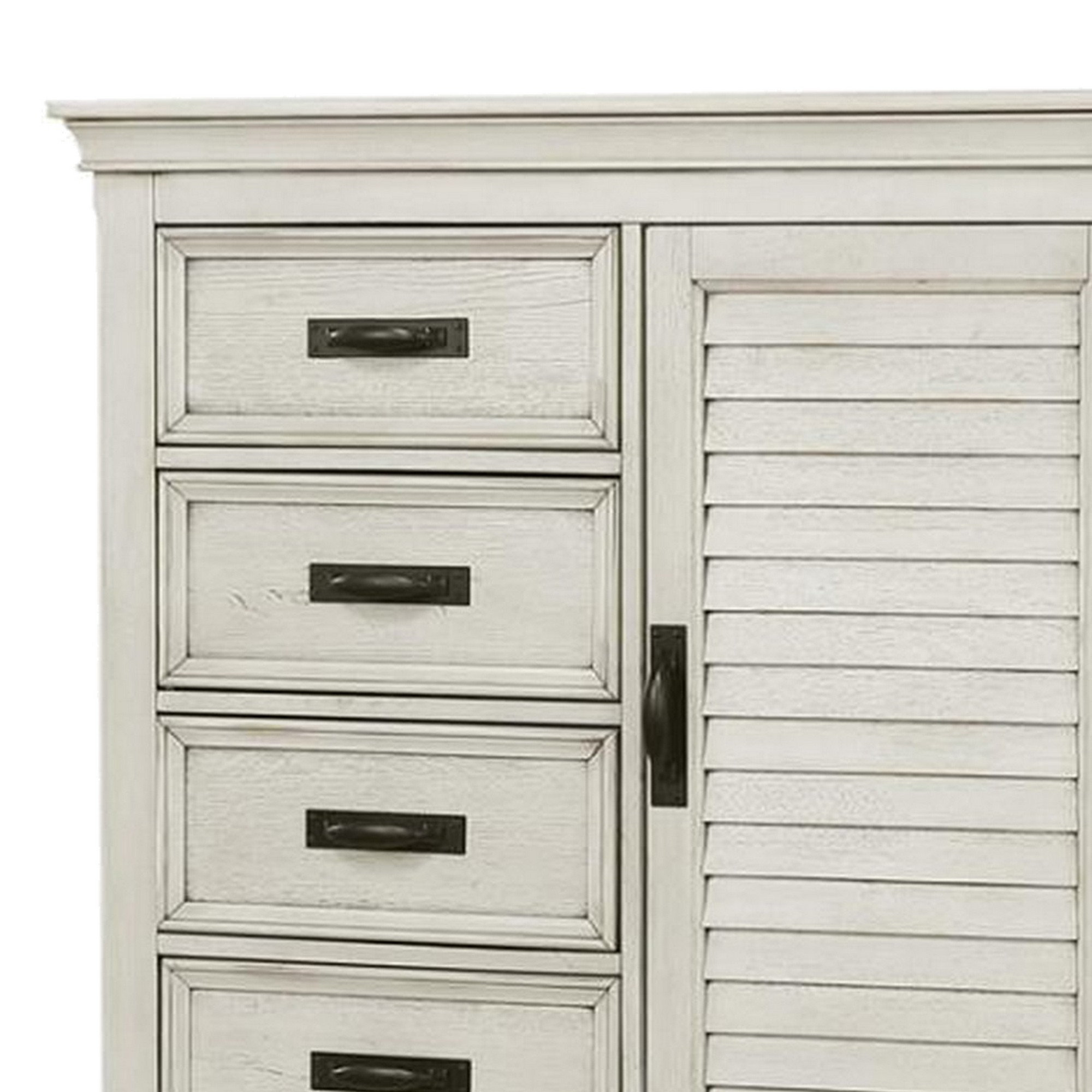 Benzara BM230593 1 Shutter Door Wooden Chest With 4 Drawers, Antique ...