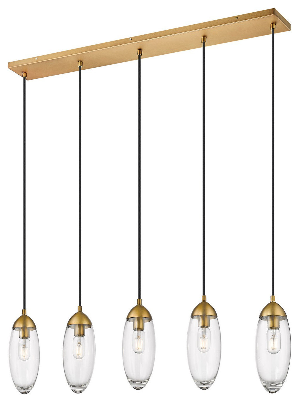 Arden Five Light Linear Chandelier in Rubbed Brass - Contemporary ...
