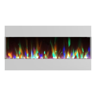 42" Recessed Wall Mounted Electric Fireplace With Crystal and LED ...