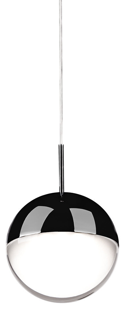 Pluto Single LED Lamp Pendant, Black Chrome, 3.875"Dx3.875"H, 3.875"Dx3 ...